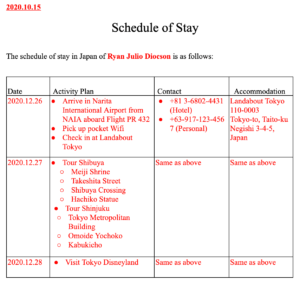 How to Fill Out the Japan Schedule of Stay Form